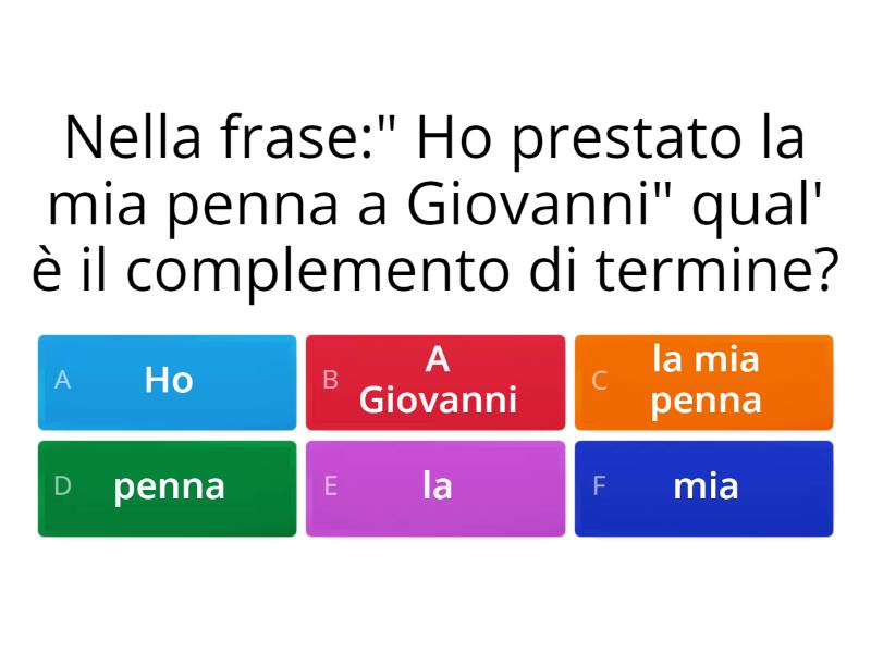 Domande sui complementi - Quiz