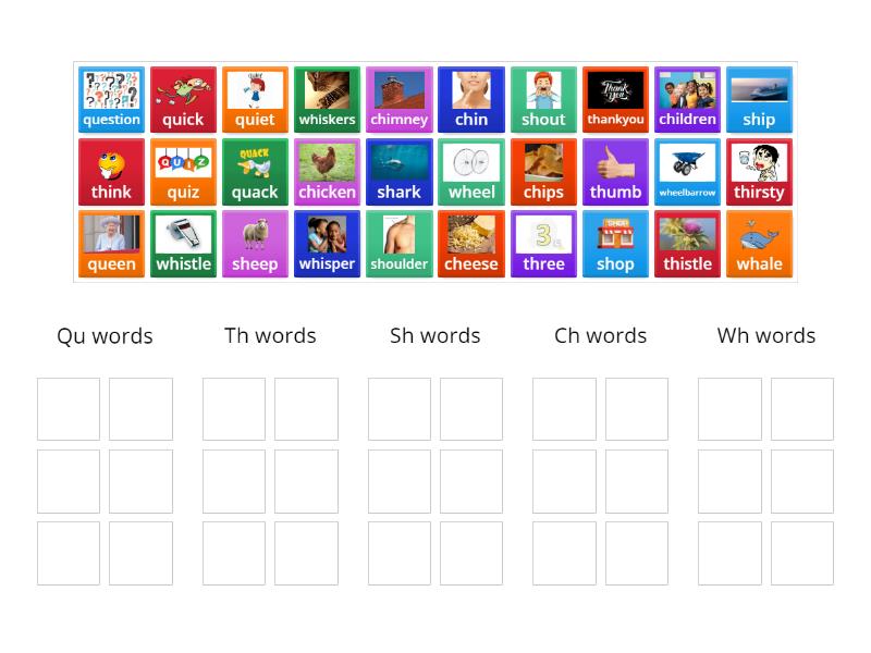 Qu, Th, Sh, Ch and Wh sort - Group sort
