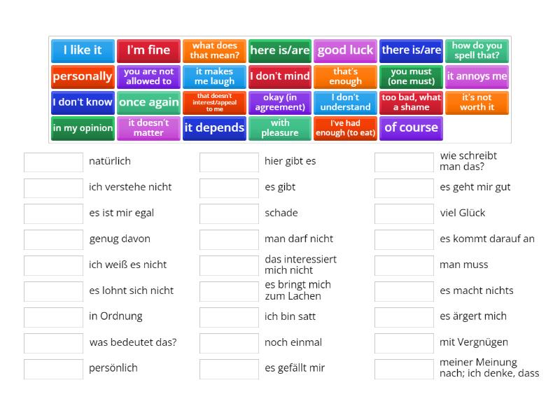 GCSE German Edexcel other useful words - Match up