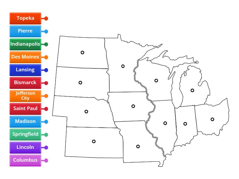 Capitals Map - Labelled diagram