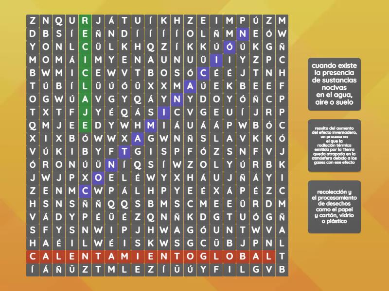Contaminación sopa de letras - Wordsearch