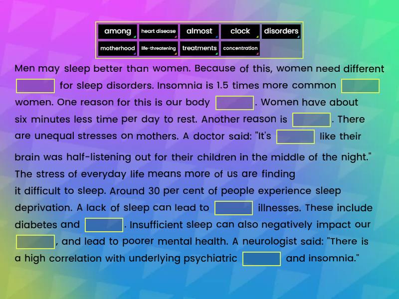 Sleep, breaking news - Complete the sentence