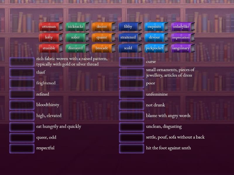 Assignment 4, vocabulary - Match up