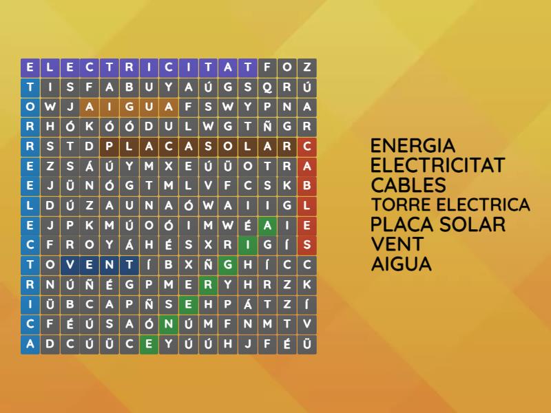 Sopa de lletres energia i electricitat - Sopa de letras
