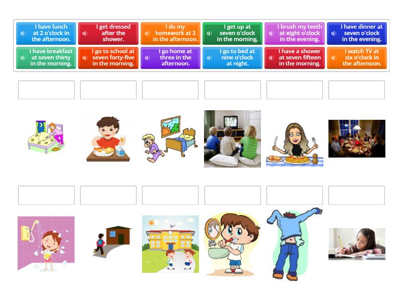 My daily routines with audio (sentences) - Match up
