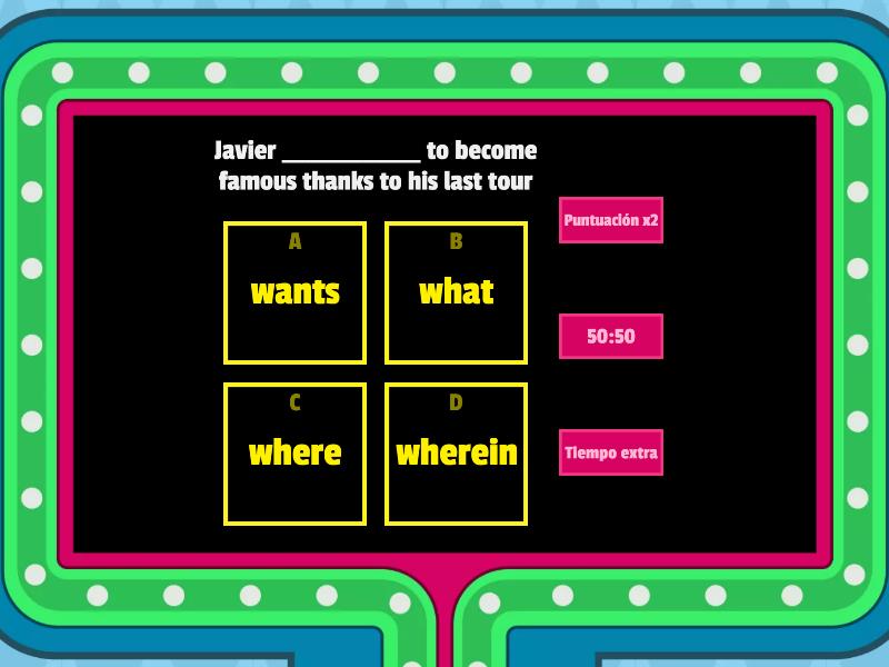 Solve the vocabulary survey on verb phrases - Gameshow quiz