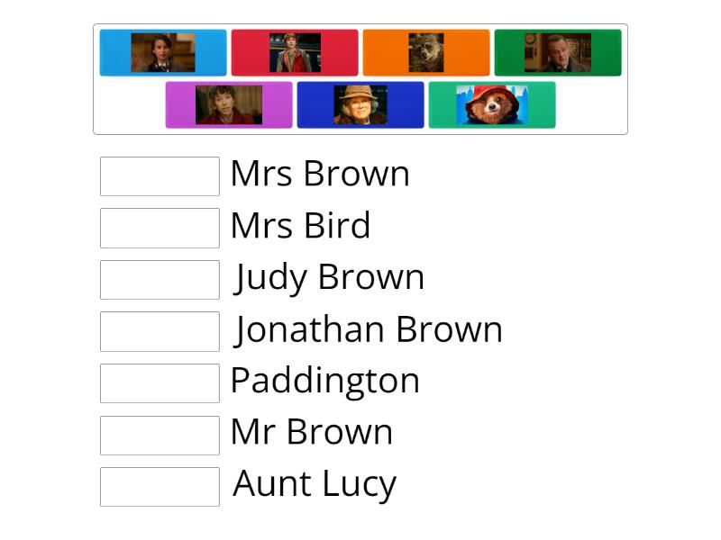 PADDINGTON - characters - Match up
