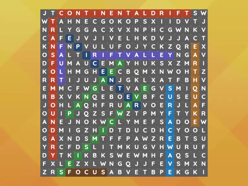 Continental Drift - Wordsearch