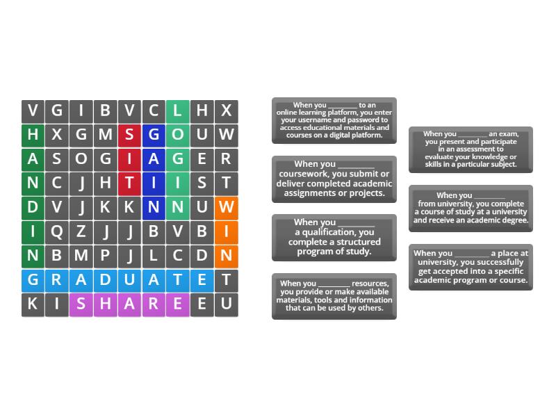 Education system - Collocations - Wordsearch