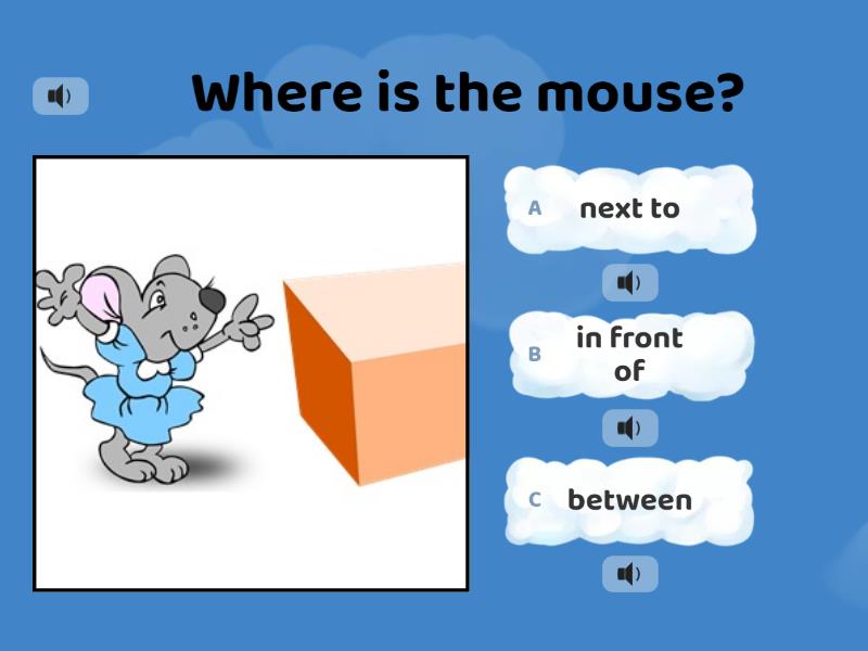 Prepositions - next to, between, in front of - Quiz