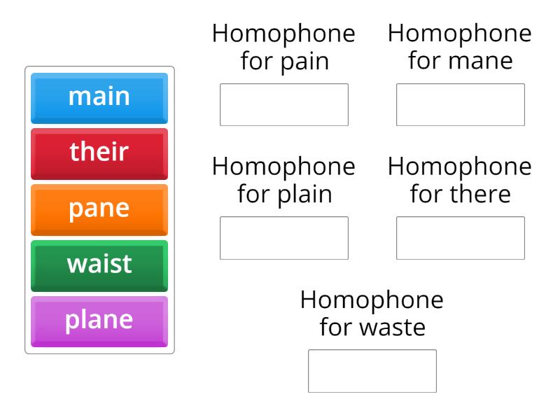 Homophones - Ordenar por grupo