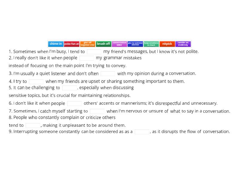 Communication - Complete the sentence