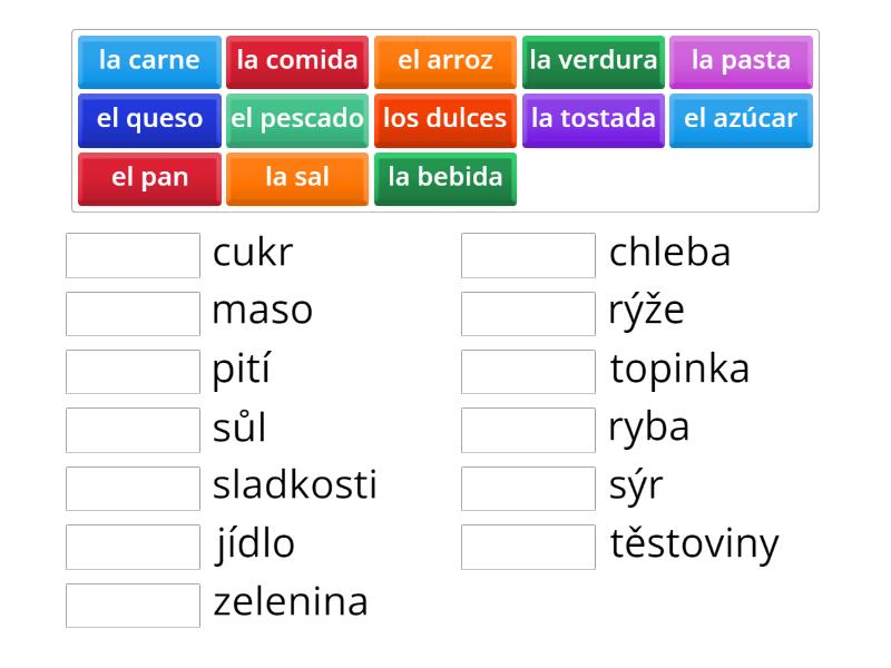 la comida - Une las parejas