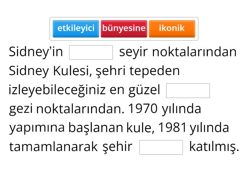 9W5 UNITE 1 Sydney Tower - Complete the sentence