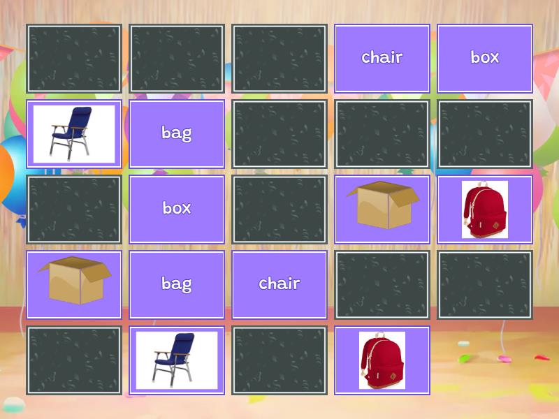 HOUSEHOLD ITEMS VOCAB QUIZ - Matching pairs