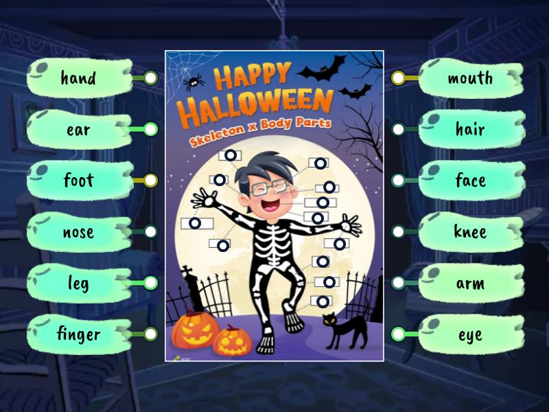 Skeleton X Body Parts (Halloween) - Labelled diagram