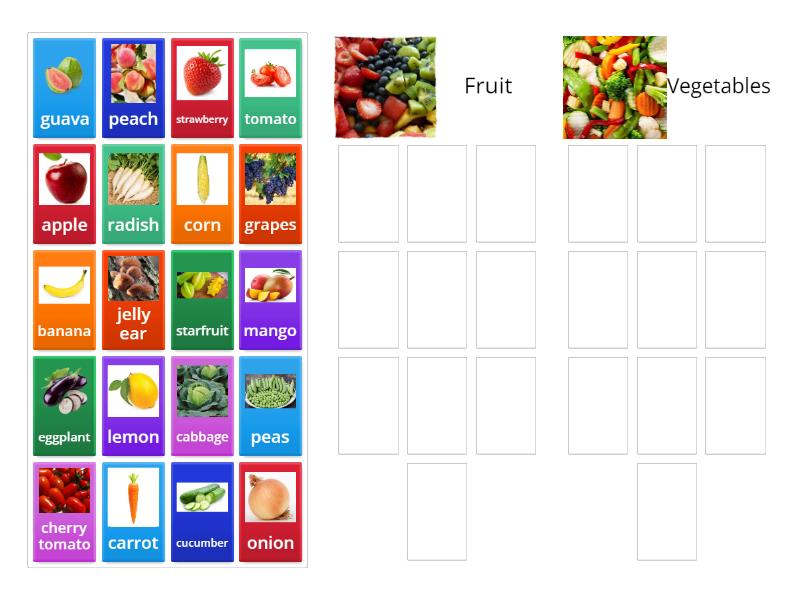 Food groups - (Fruits and Vegetables) - Group sort