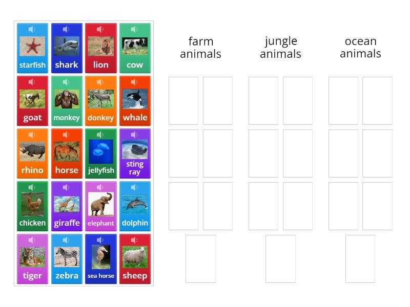 GS: Animal sorting (farm,jungle,ocean) - Ordenar por grupo