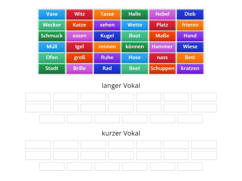 Lange und kurze Vokale - Group sort