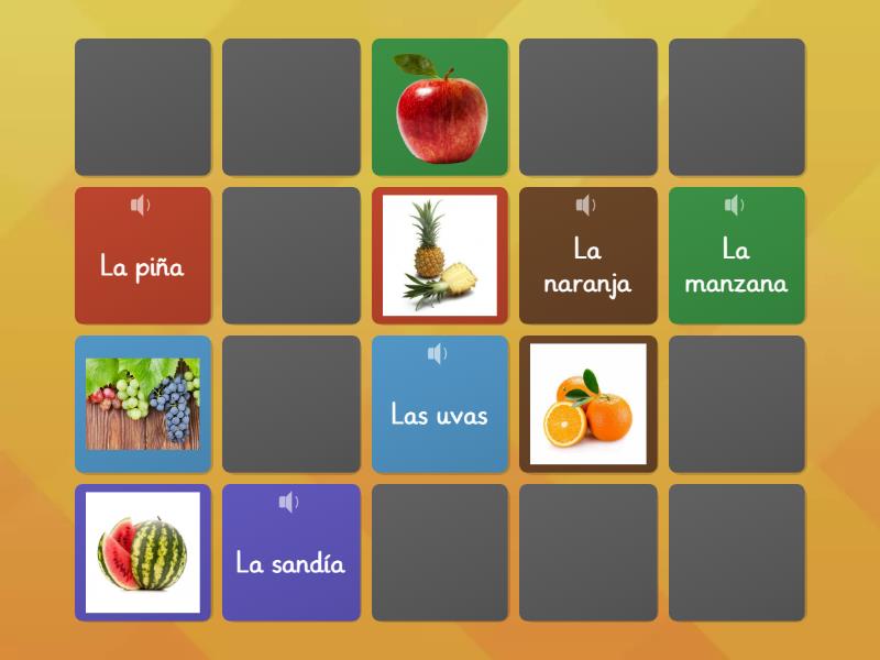 Las frutas - Matching pairs