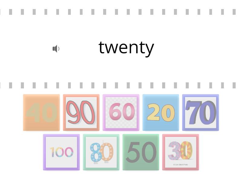 Numbers from 20 to 100. Marching. - Find the match