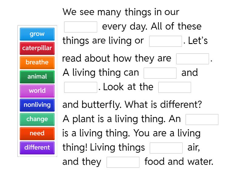 ODS1 Living and Nonliving Things - أكمل الجملة
