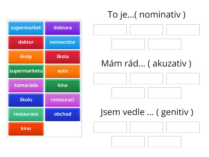 Nominativ - Akuzativ - Genitiv - lekce 20 - Group sort