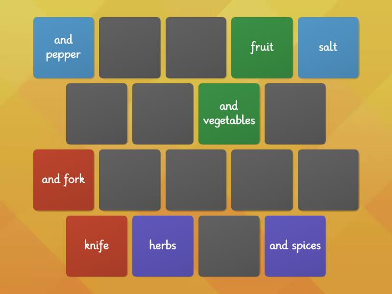 Vocabulary food pairs - Matching pairs