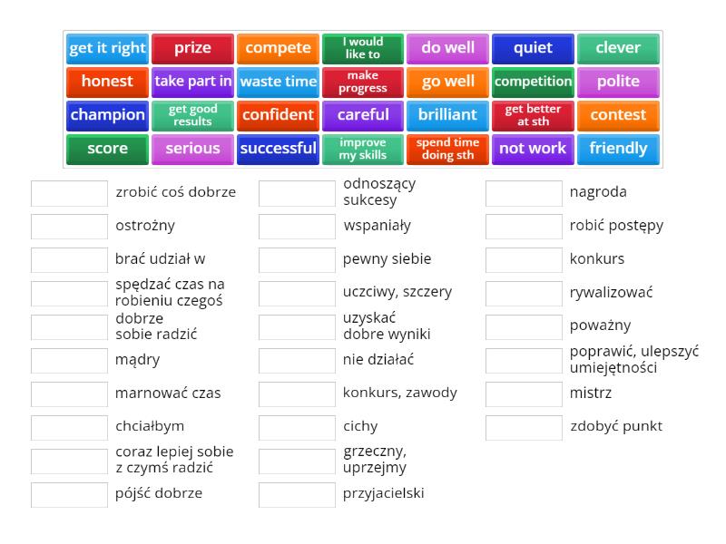GE A2+ unit 2 vocabulary - Match up