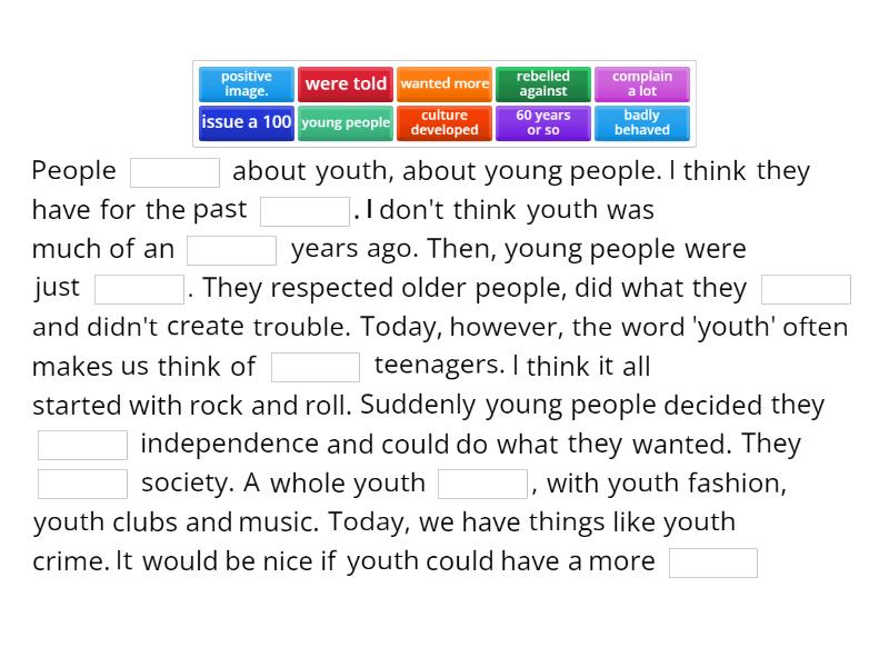 Youth - Complete the sentence