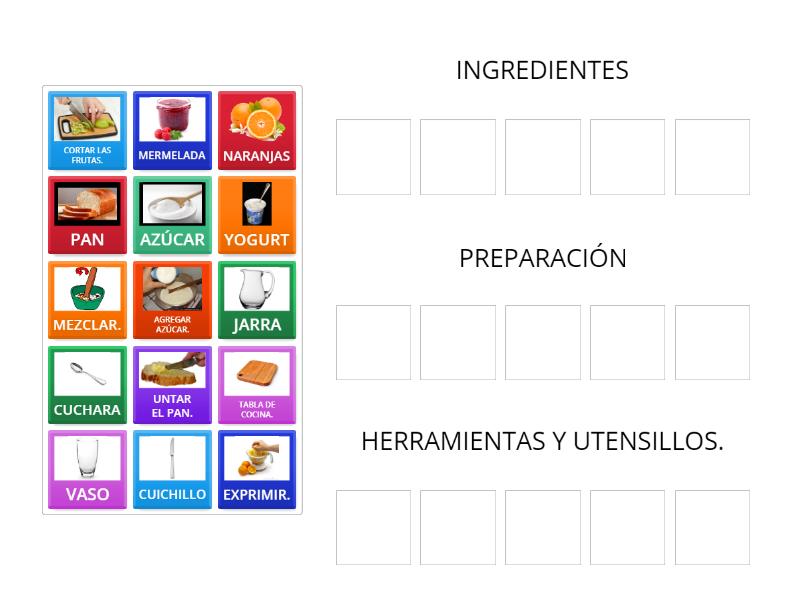 LA RECETA PARA EL DESAYUNO. - Group sort