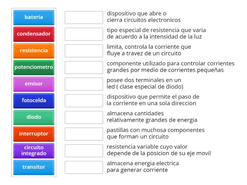 elementos de un circuito - Match up