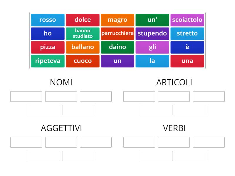 ARTICOLI-NOMI-AGGETTIVI-VERBI - Group sort