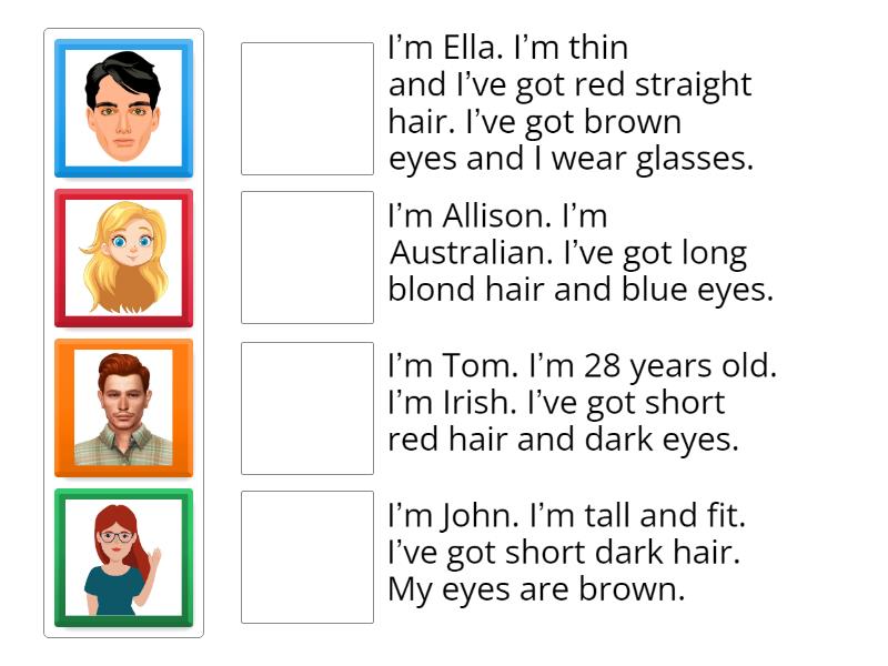 Physical description: Guess who? - Match up