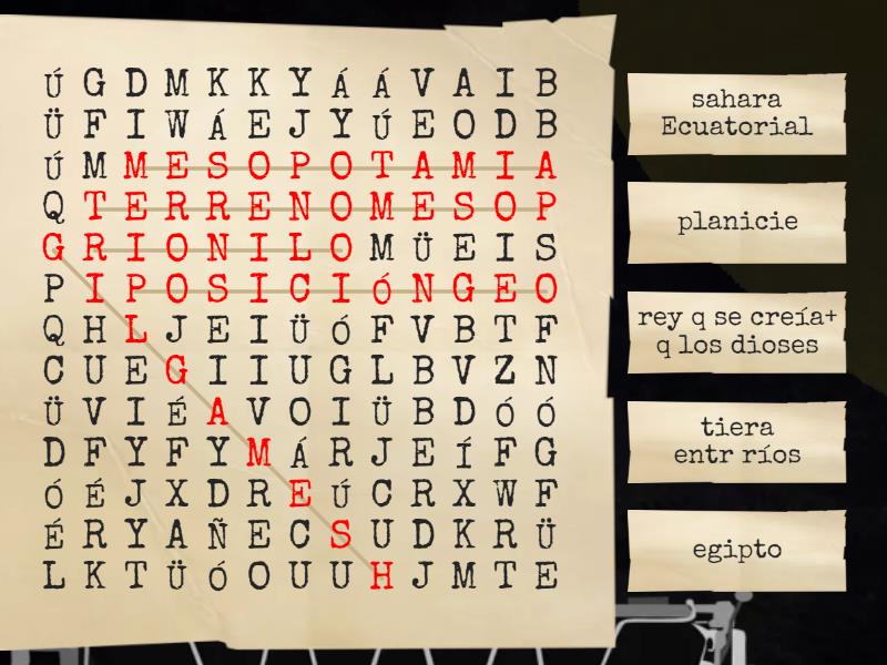 estudios sociales Egipto y mesopotamia - Sopa de letras