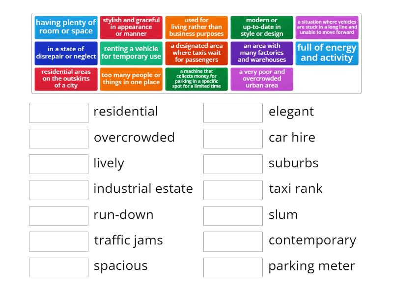 English Vocabulary In USE /Towns 25 - Une las parejas