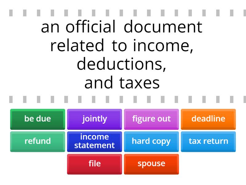 Tax Preparer Vocabulary - Ellii - Find the match