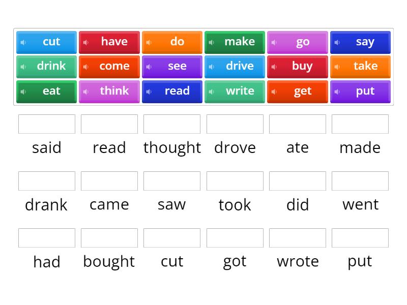 A1 11 Irregular Verbs Matchup Match Up