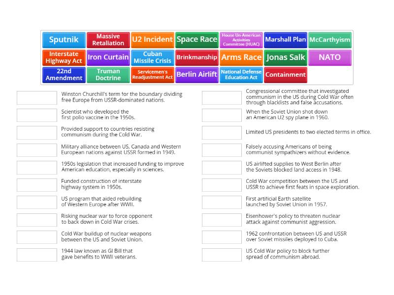 Cold War Review Game - Match up