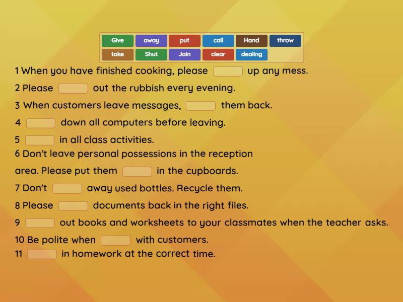 Phrasal verbs B1 (Roadmap Changing rules) - Complete the sentence