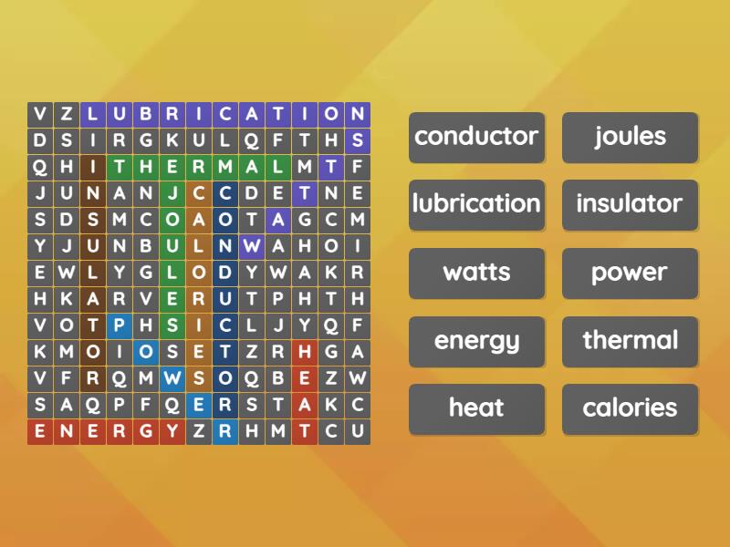 Energy - Wordsearch