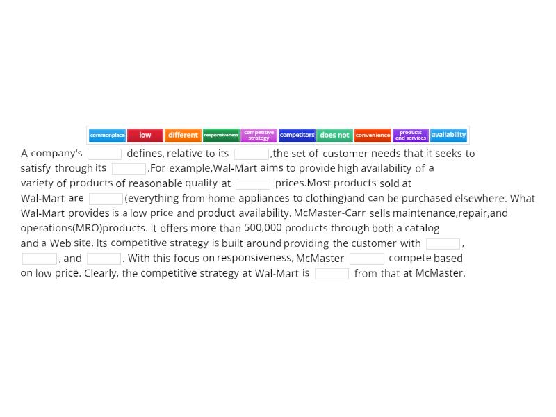 company's competitive and supply chain strategy - Complete the sentence