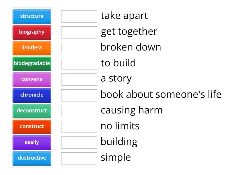 Unit 1 Morpheme Practice - Match up