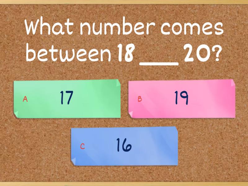 Missing Numbers 11-20 (between, before, and after) - Quiz