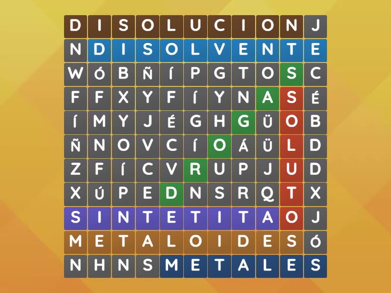 Sopa de letras de química - Wordsearch