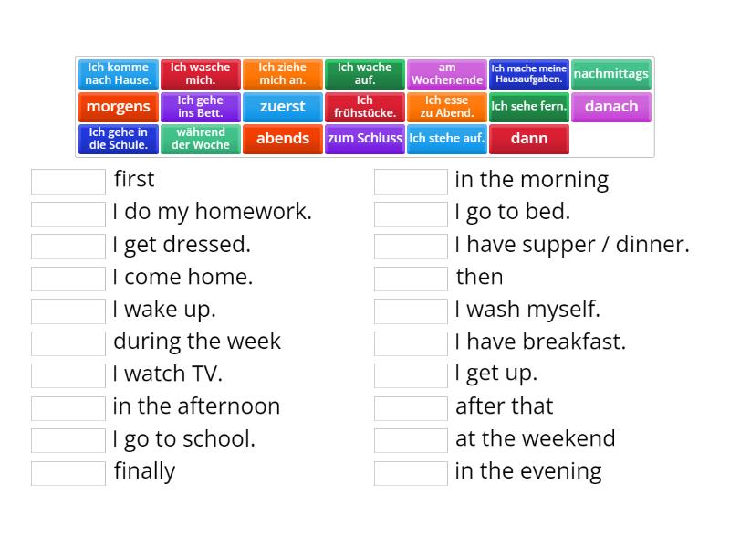 Echo Express 2 Unit 5 My daily routine - Match up