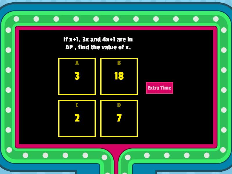 arithmetic progressions activity - Gameshow quiz