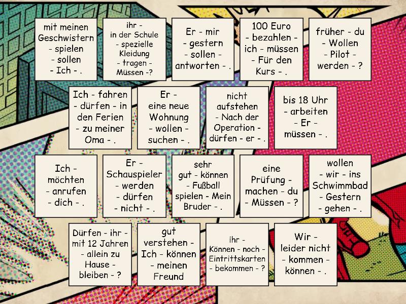 Sprechen: Modalverben Präteritum - Flip tiles