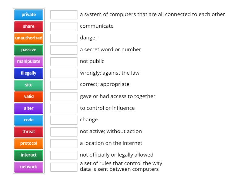 Vocabulary 1 - Reading challenge 2 (Unit 19) - Match up