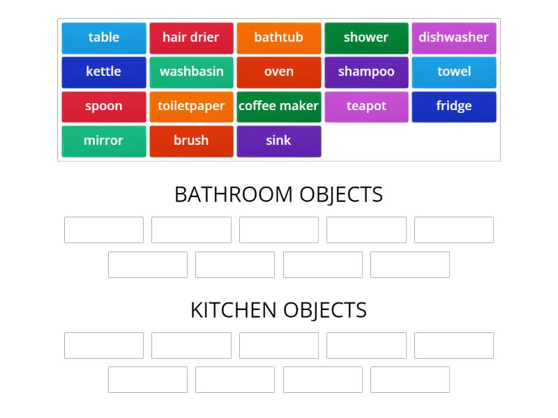 Objects in the bathroom/kitchen - Group sort